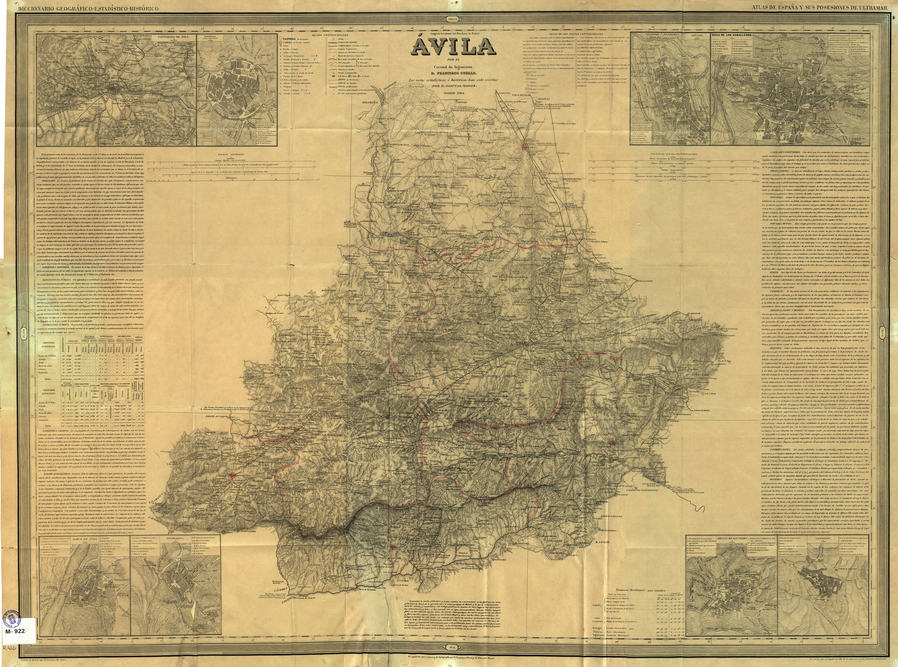 Archivo: Mapa de la provincia de Ávila, 1864, de Francisco Coello