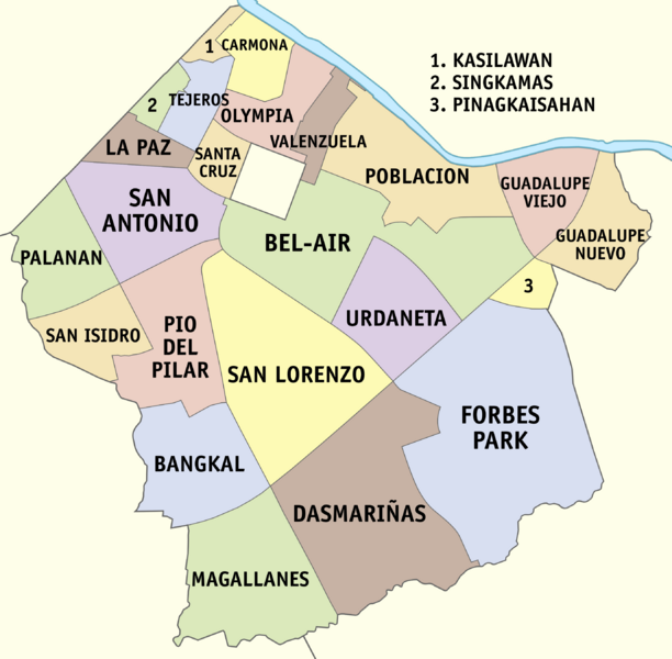 Archivo: Barangay map of Makati with labels (2023)
