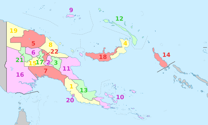 Archivo: Papua new guinea provinces (numbers) colored 2012